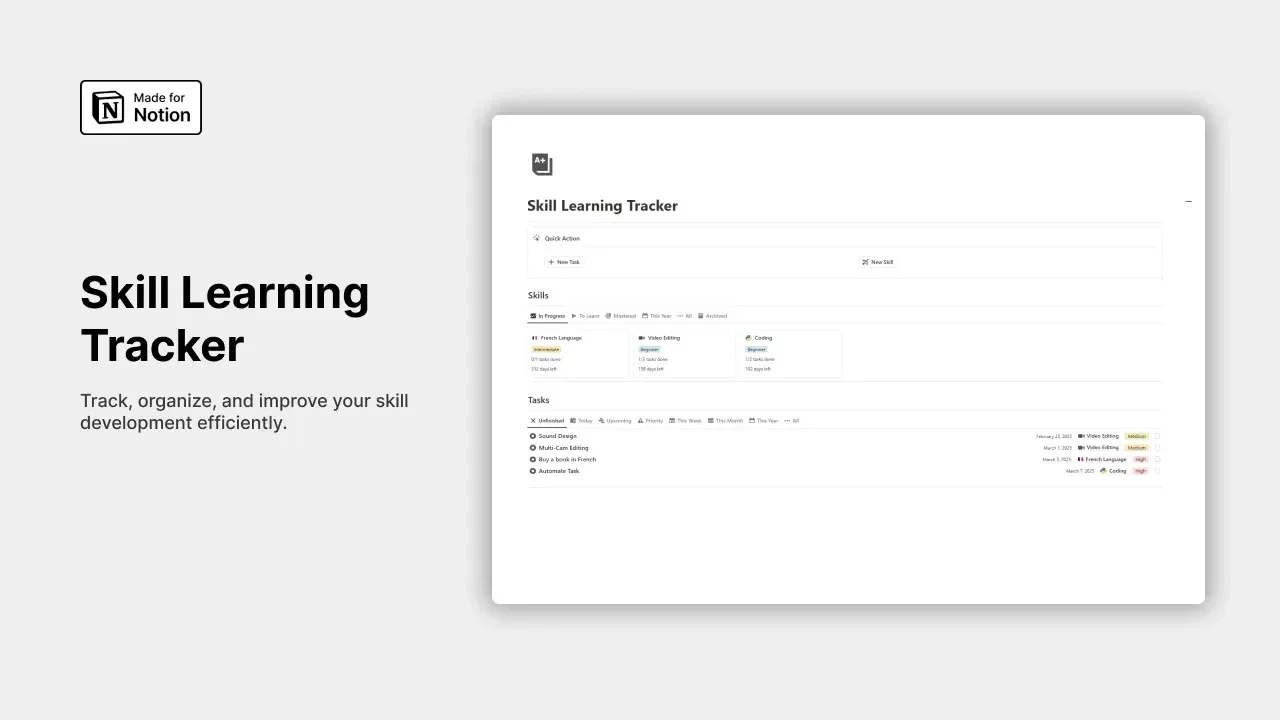 Skill Learning Tracker - Persönlich Vorlage